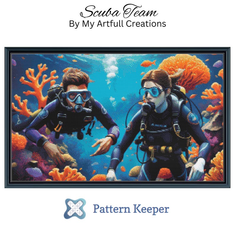 Scuba Diver Cross Stitch Pattern: Underwater Embroidery Chart (PDF ...