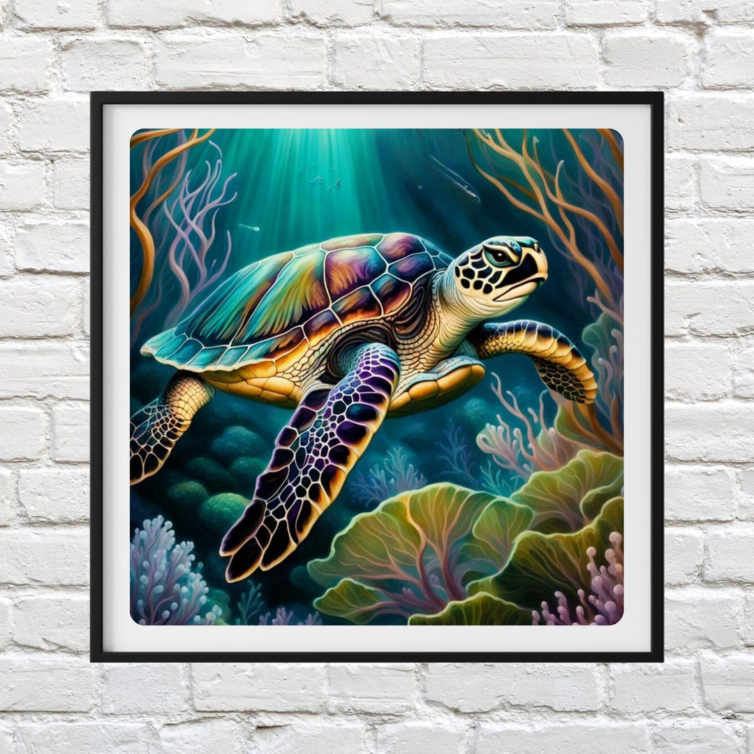 Sea Turtle 5, Sea Turtle Cross Stitch Chart, Underwater Cross Stitch ...