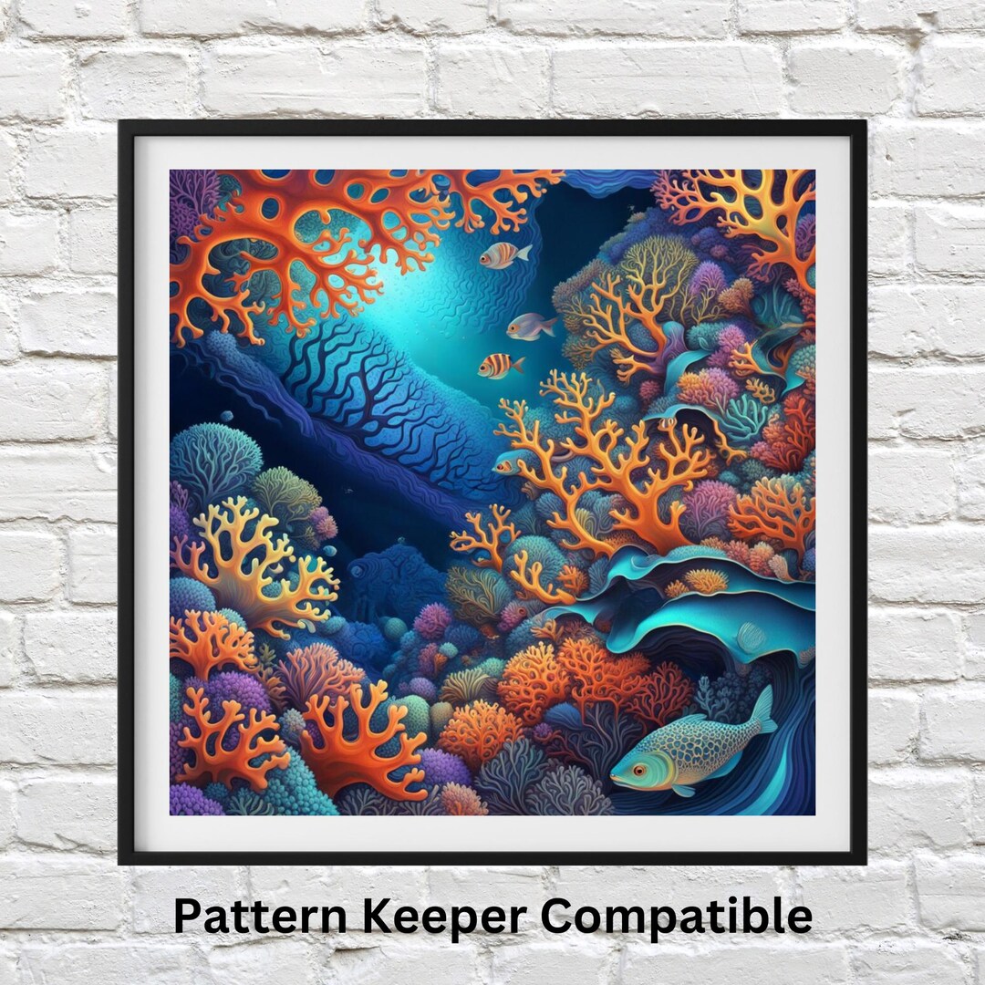 Abstract Coral Reef, Coral Reef Cross Stitch Chart, Sea Life Needlework ...
