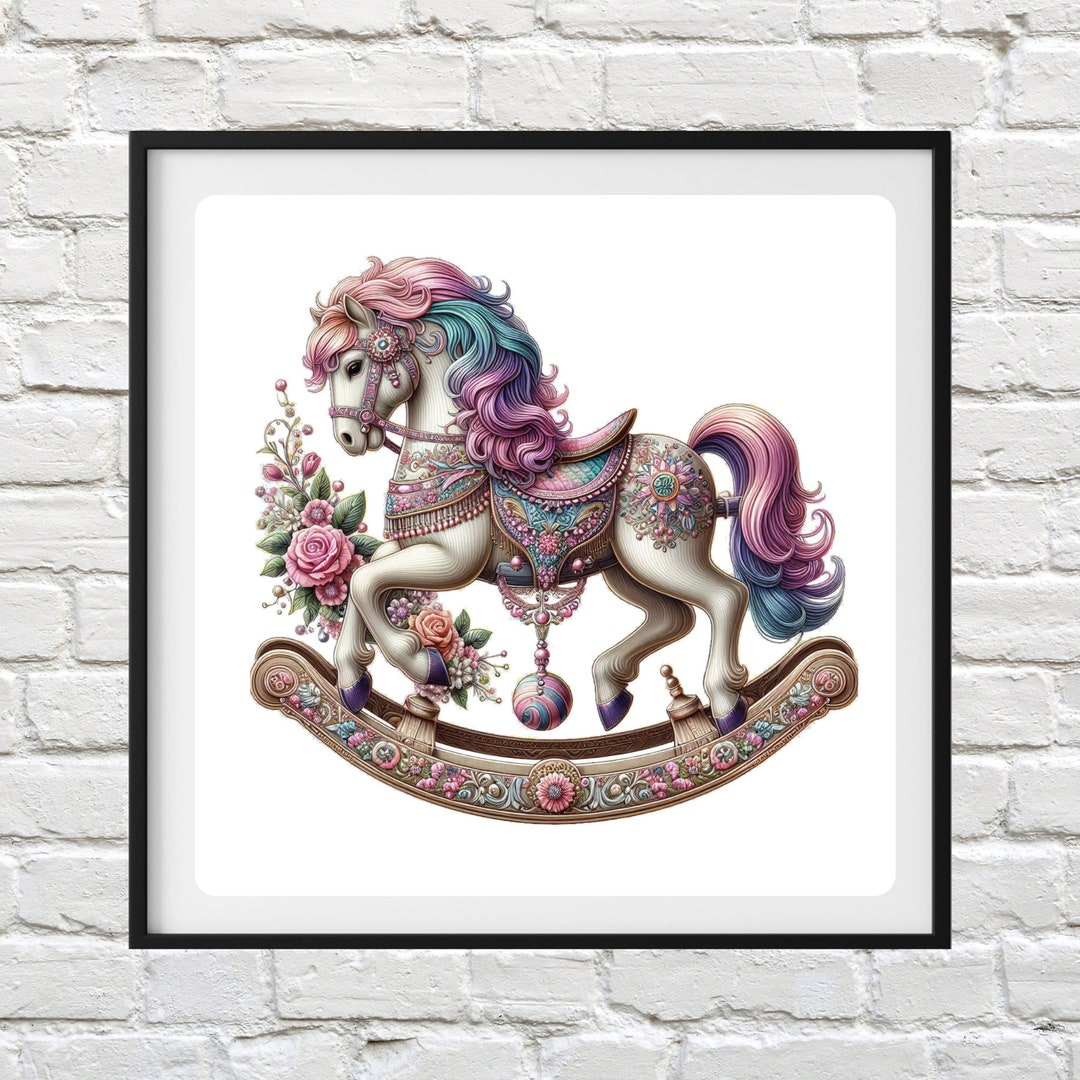 Pastel Rocking Horse 1, Printable Cross Stitch Chart Rocking Horse ...