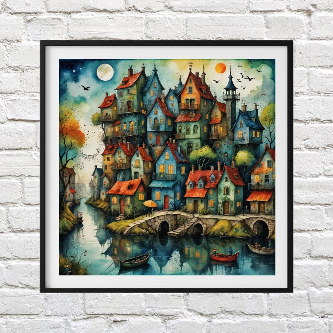 Mythical Village Cross Stitch Pattern: Fantasy Needlepoint (digital ...