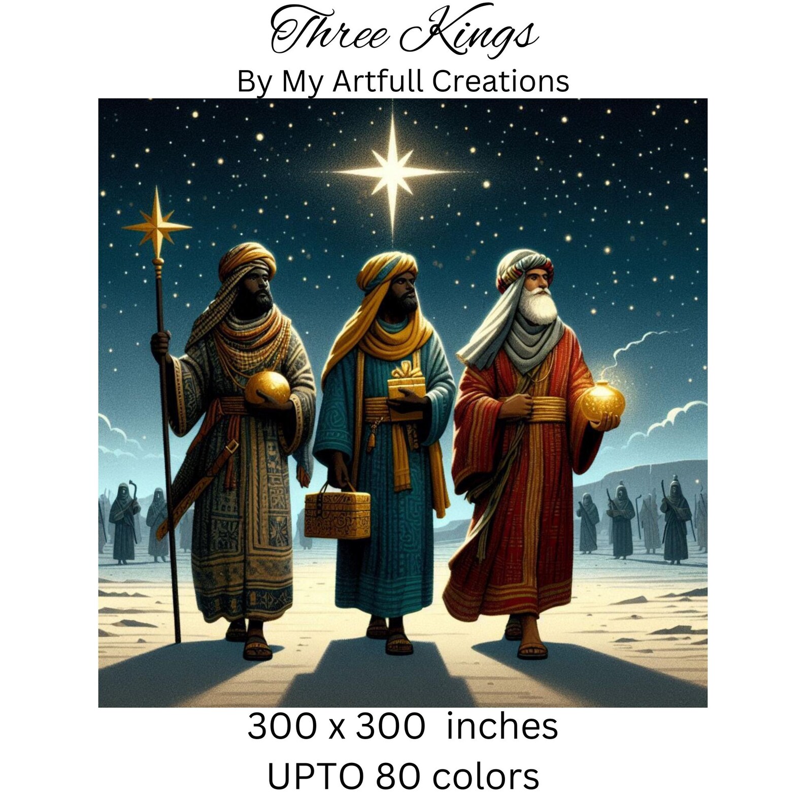 Three Wise Men Cross Stitch Pattern: Nativity Scene Embroidery (PDF ...