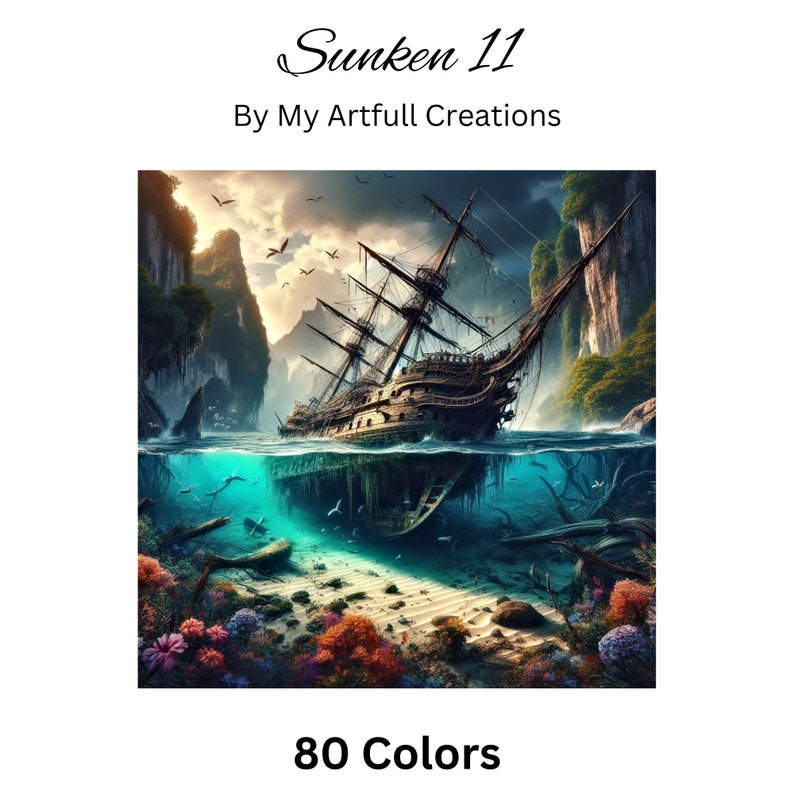 Sunken Ship Cross Stitch Pattern: Nautical Shipwreck Embroidery (PDF ...