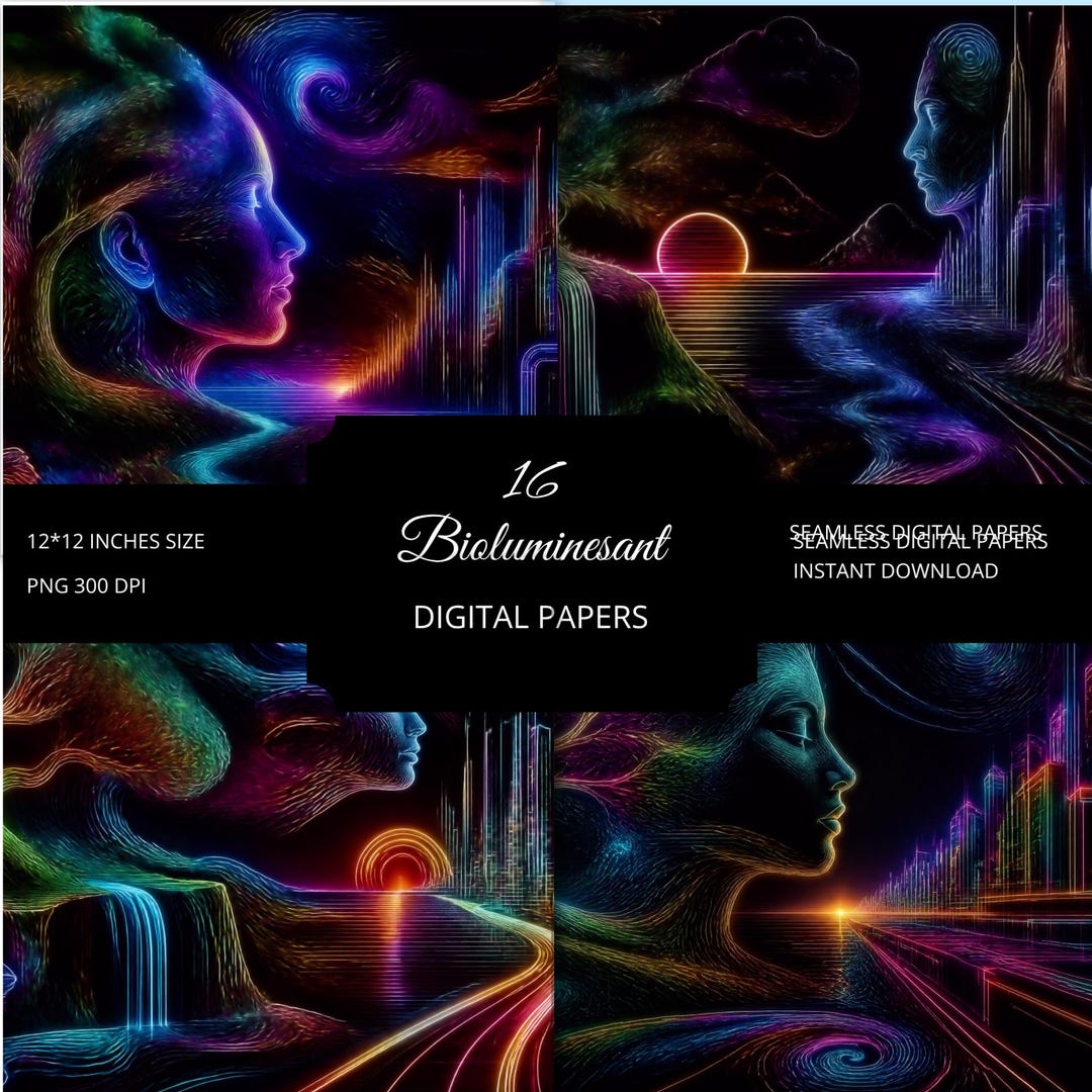 Luminescent Papers, Digital Download, Seamless Fantasy Backgrounds ...