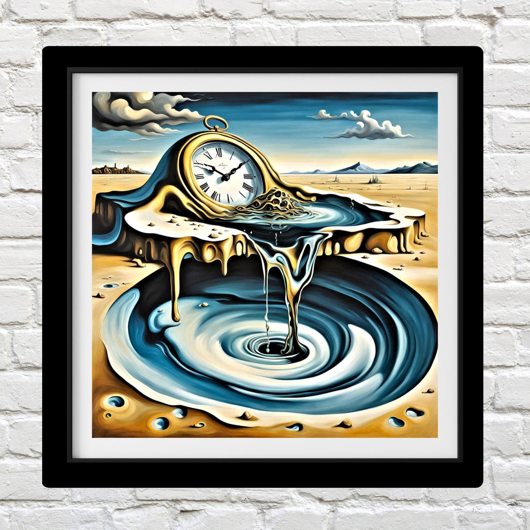 Melting Clock Landscape, Salvador Dali Inspired Melting Clock Cross ...