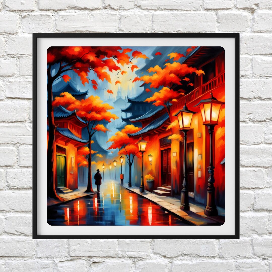 Fall Streets, Fall Cross Stitch Template, Autumn Cross Stitch Outline ...