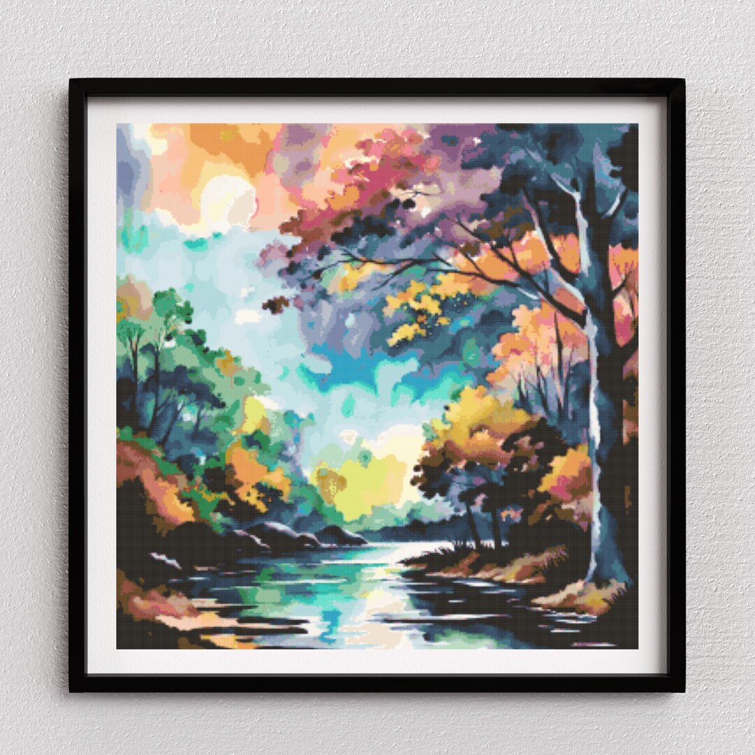 Watercolor Trees, Counted Cross Stitch Patterns, Full Coverage ...
