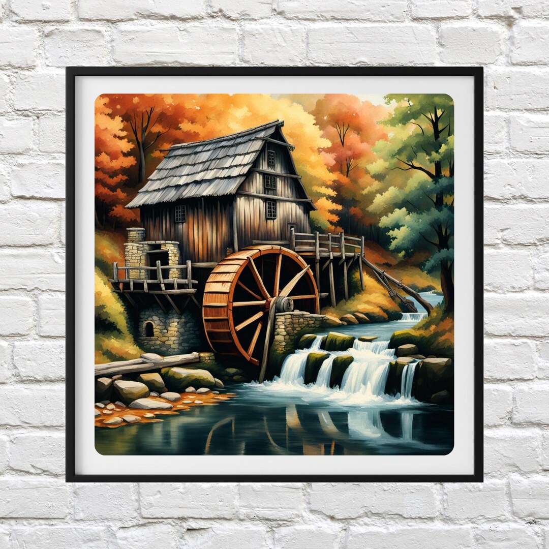 River Watermill Cross Stitch Chart: Scenic Needlework Pattern (PDF) - Etsy