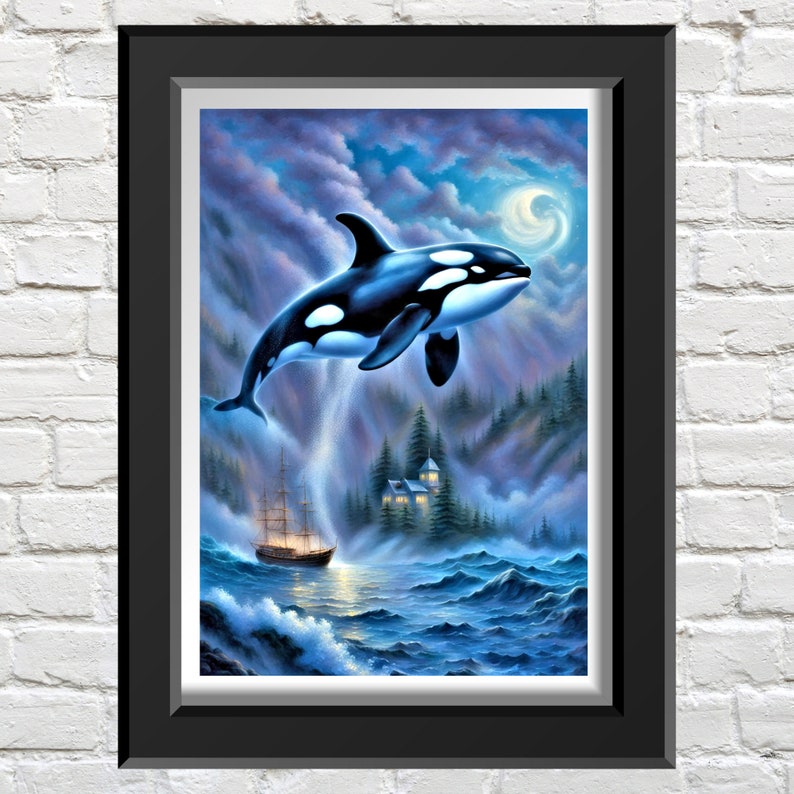 Orca Fantasy, Ocean Orca Cross Stitch Pattern, Whale Needlework Chart, Underwater DIY Embroidery ...