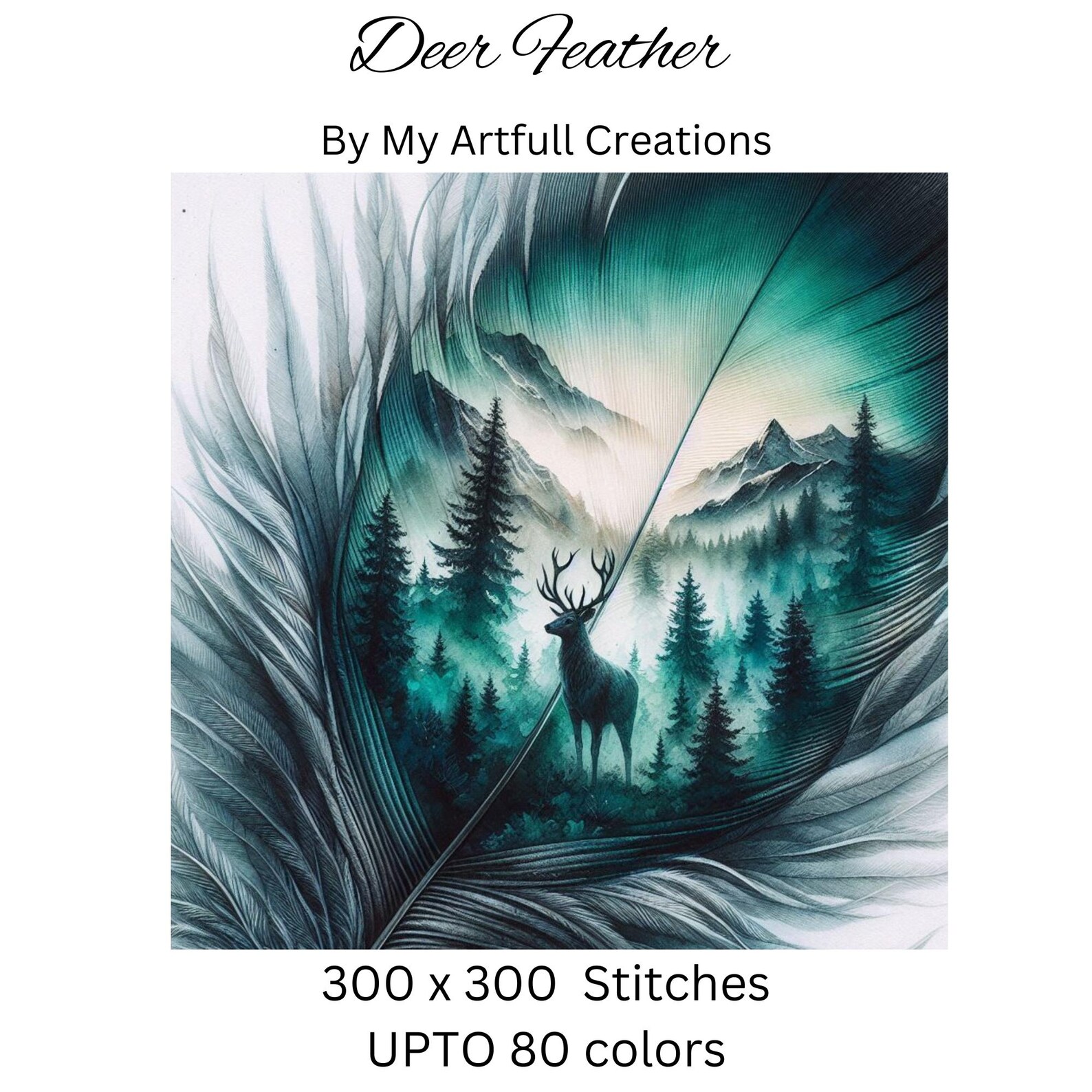 Deer Feather, Printable Deer Feather Cross Stitch Pattern, Easy ...