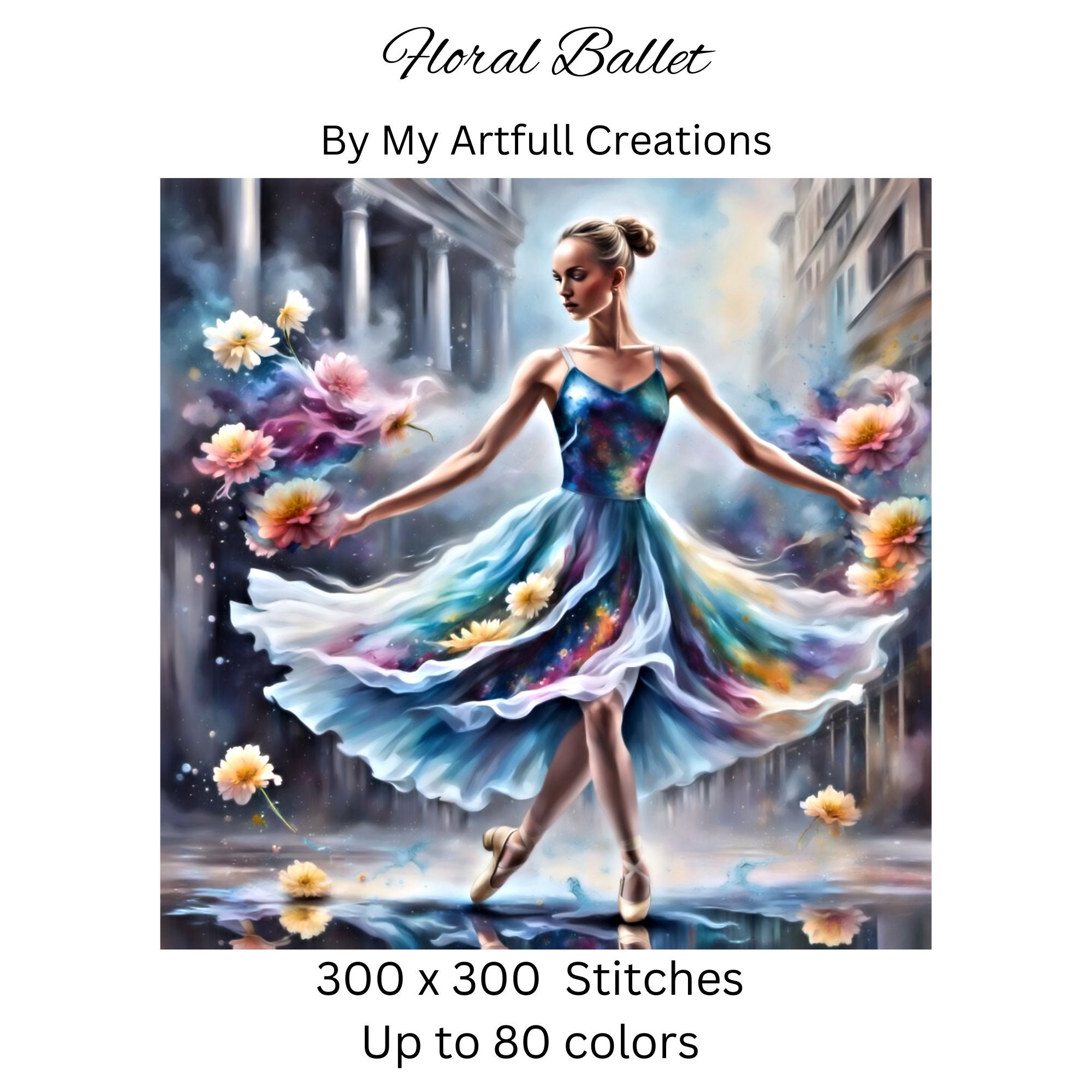 Floral Ballet, Flower Ballet Cross Stitch Chart, Ballerina Dance ...