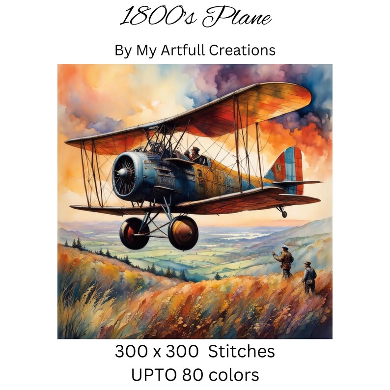 1800'S Plane, Old Plane Cross Stitch Chart, Vintage Aircraft Embroidery ...