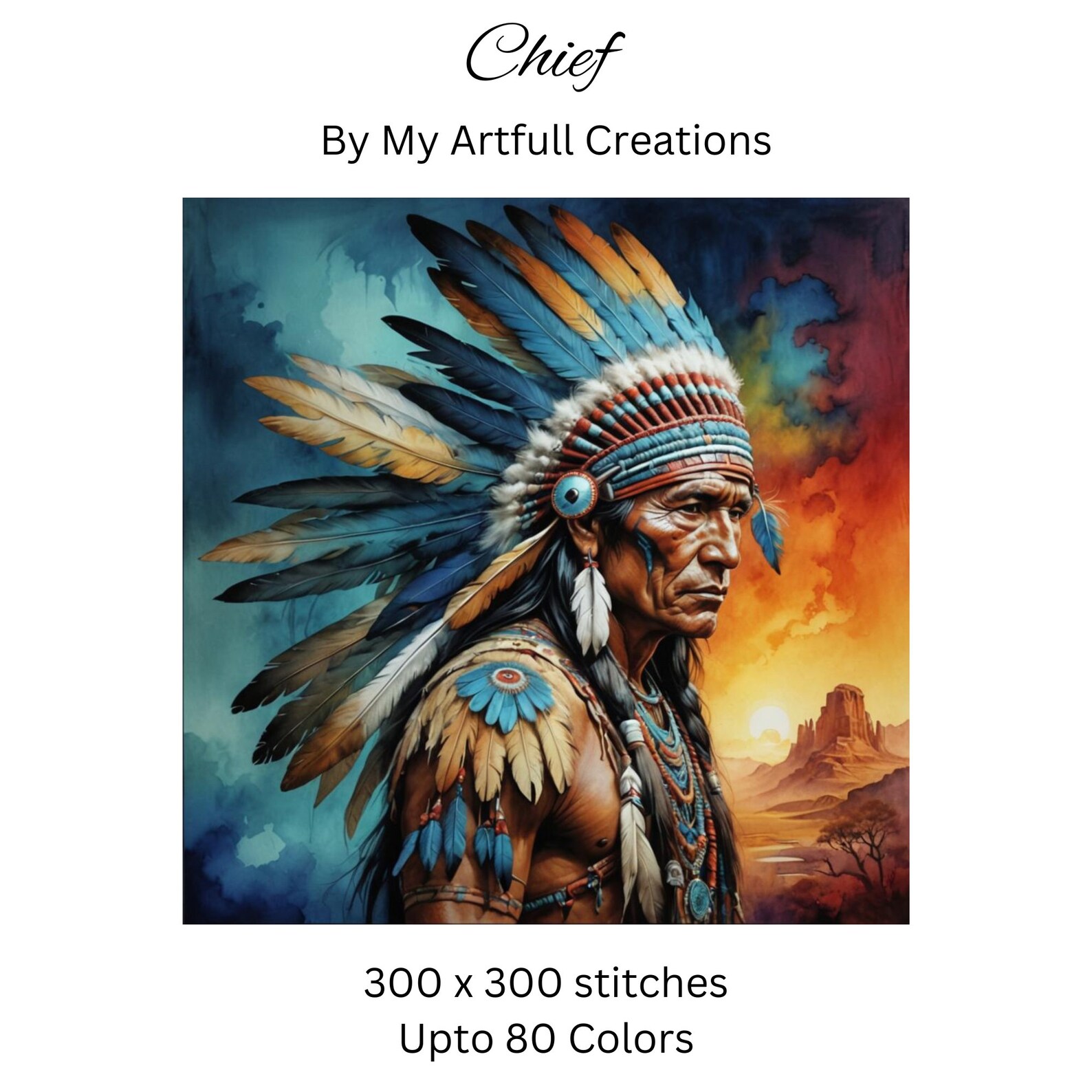 Chief 2, Tribal Chief Cross Stitch Pattern, Native American Horse ...