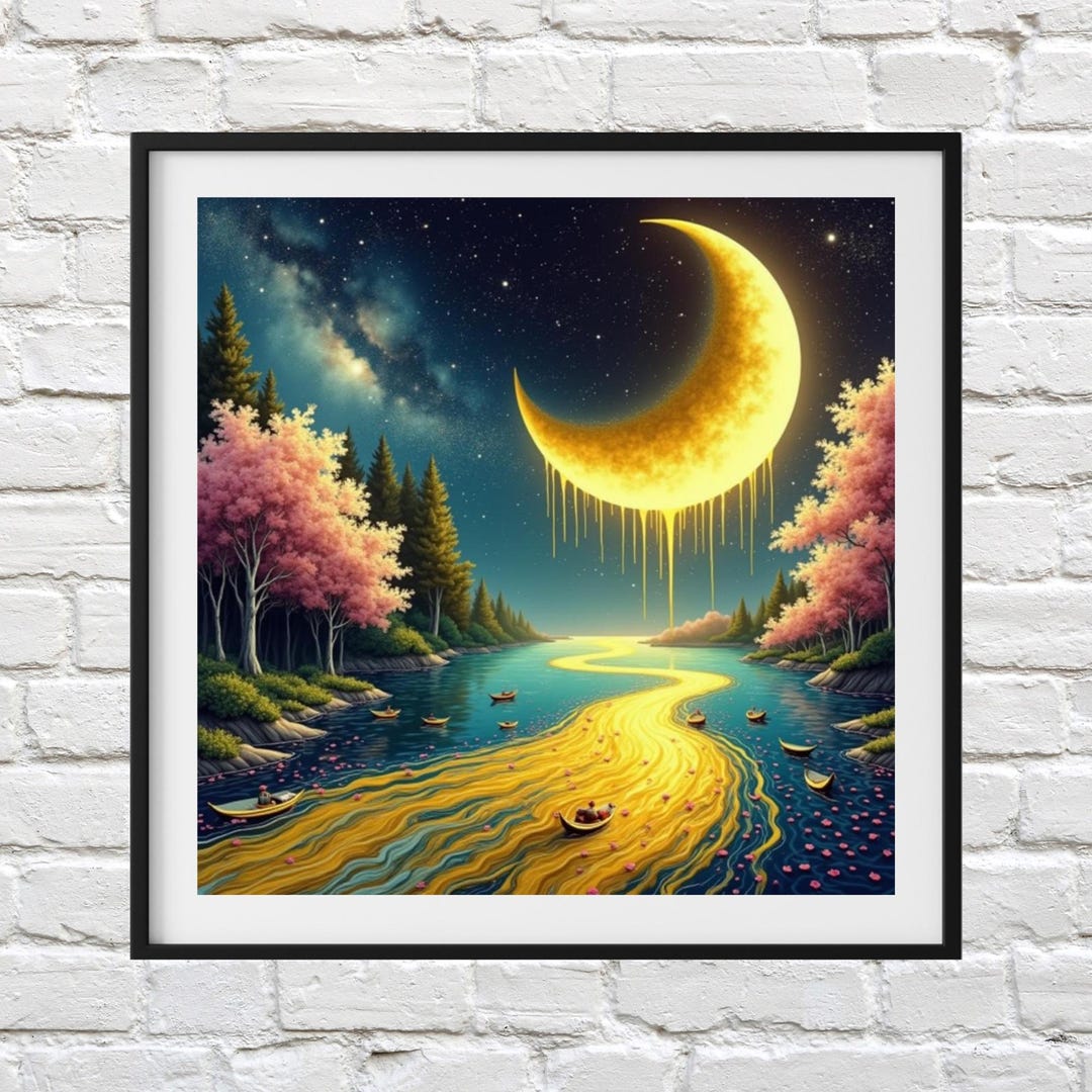 Melting Moon, Melting Moon Cross Stitch, Celestial Needlepoint Chart ...