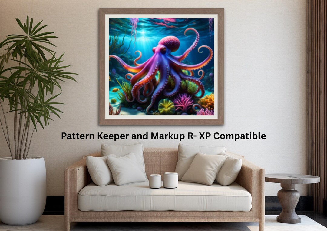 Vibrant Octopus, Cross Stitch Chart, Full Coverage, Pattern Keeper ...
