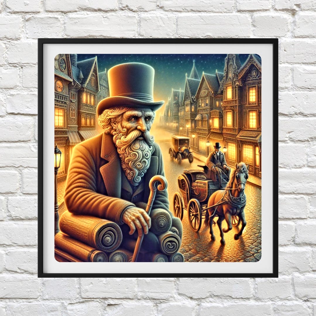 Old Miser, Vintage Old Man Cross Stitch Chart, Horse and Carriage ...