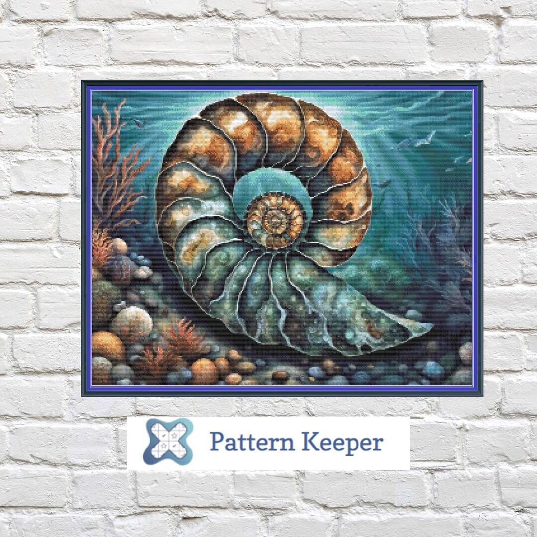 Ammonite 2, Ammonite Cross Stitch Chart, Modern Embroidery Pattern, DIY ...