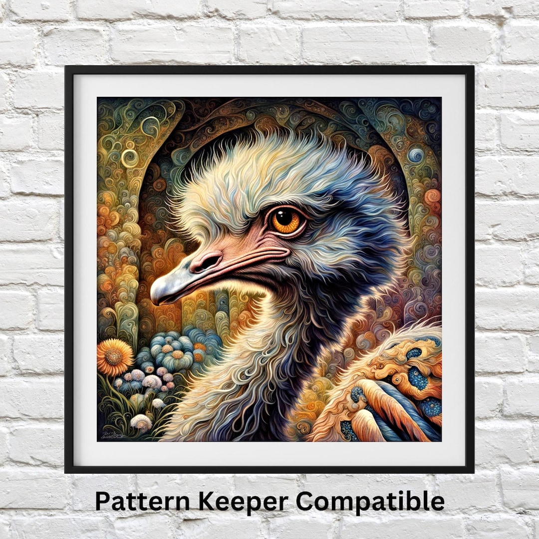 Abstract Ostrich, Ostrich Cross Stitch Chart, DIY , Home Decor Pattern ...