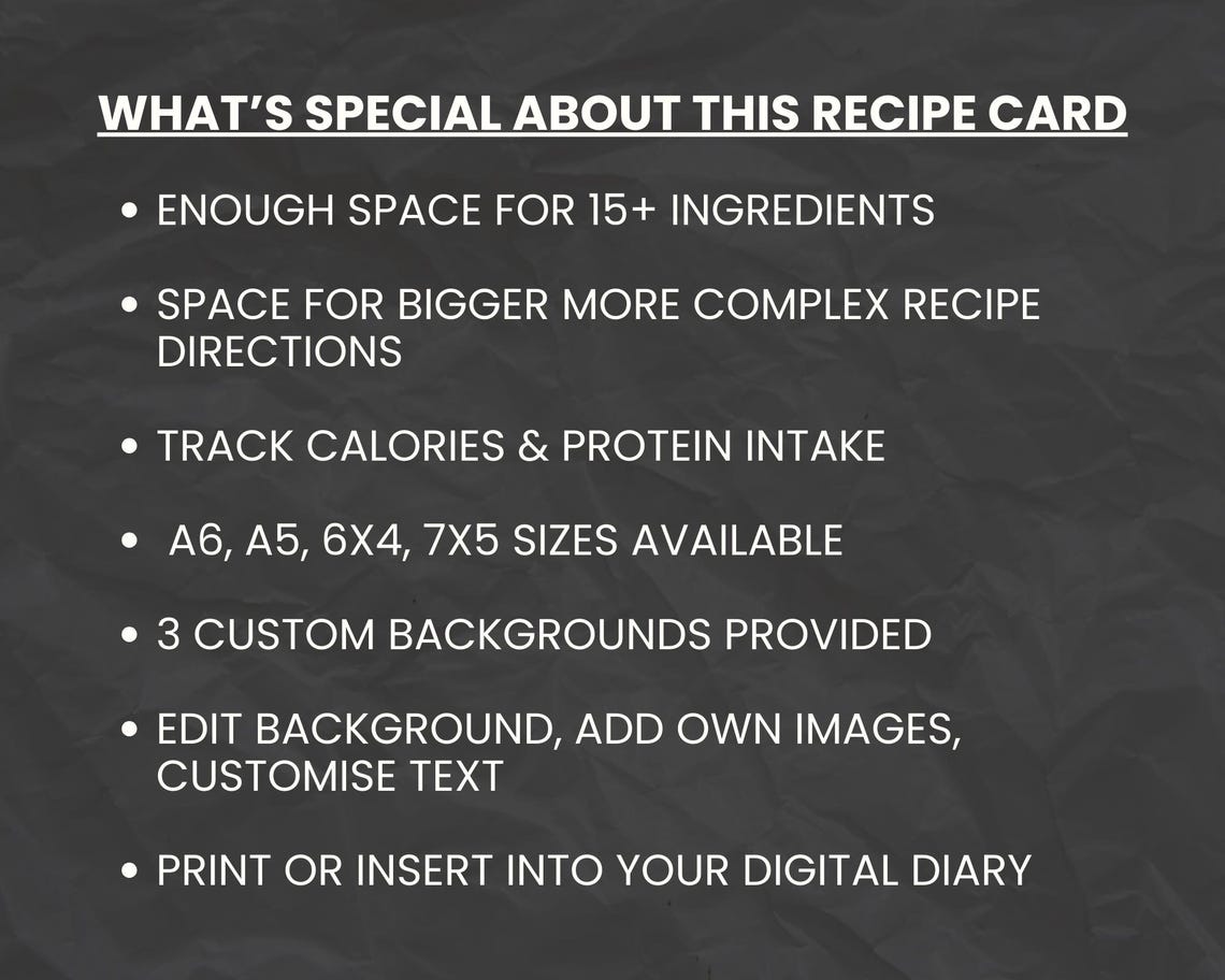 The Ultimate Editable Recipe Card Template. Calorie Tracker + Recipe ...