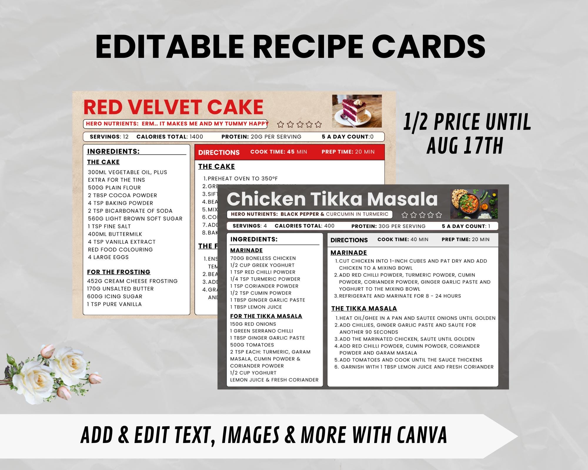The Ultimate Editable Recipe Card Template. Calorie Tracker + Recipe ...