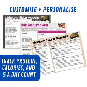 The Ultimate Editable Recipe Card Template. Calorie Tracker + Recipe ...
