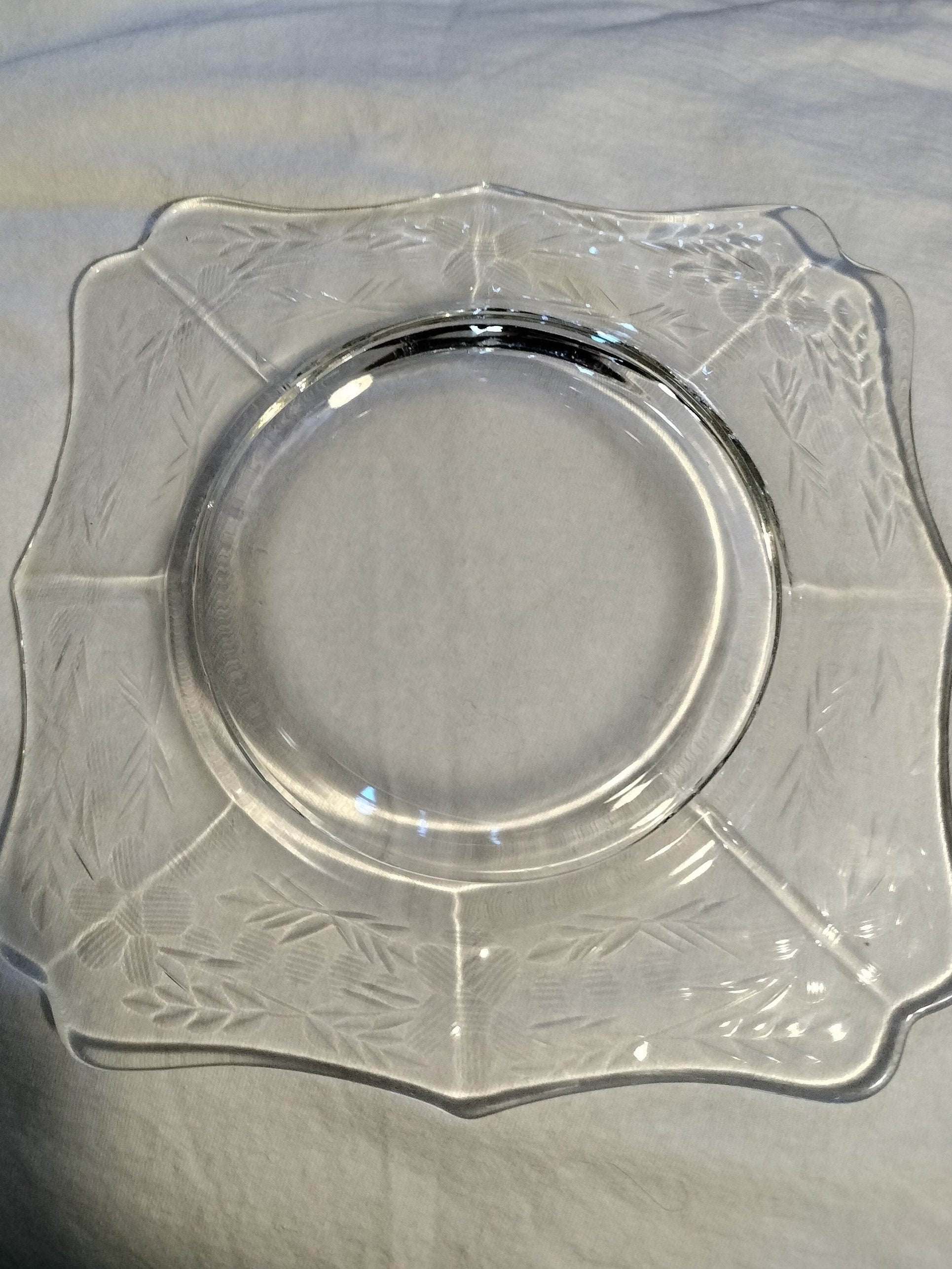 Vtg Square Etched Glass Desert Plates - Etsy