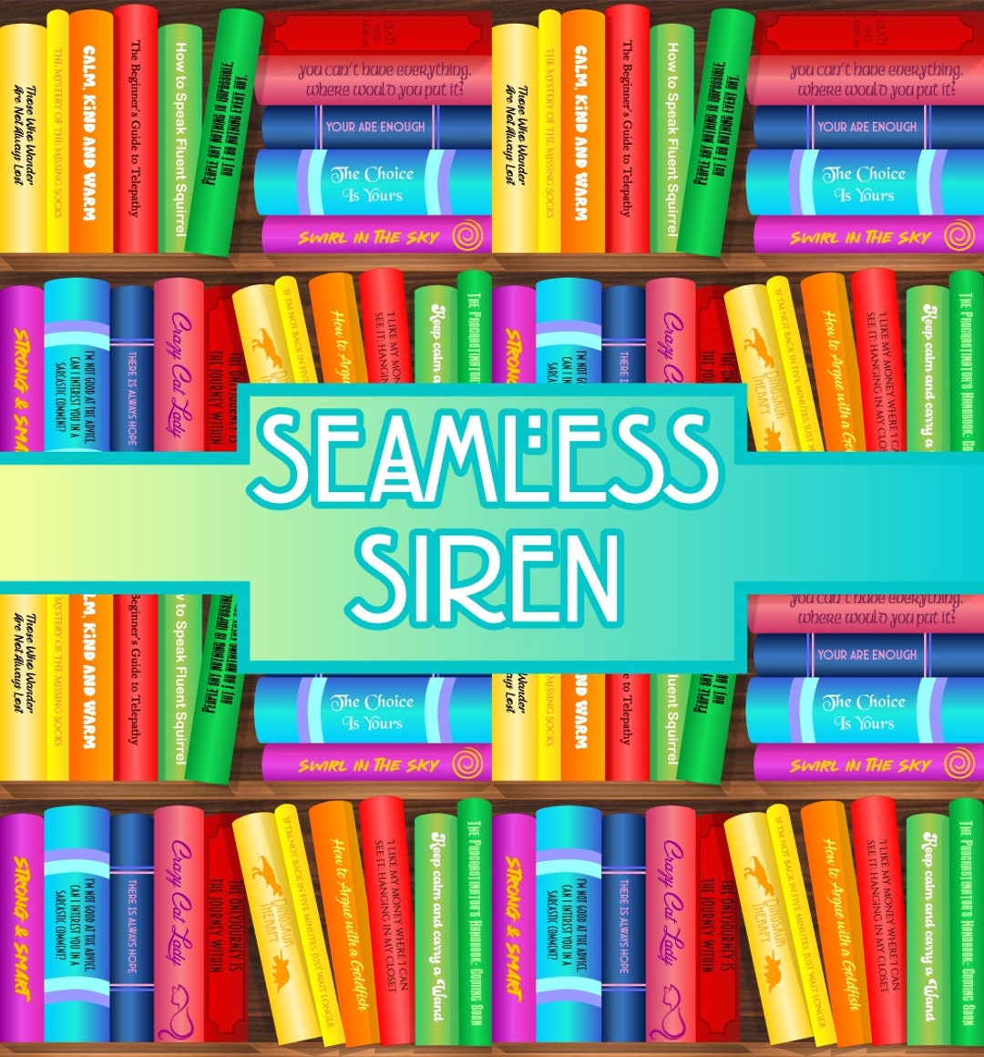 Seamless Bookshelf Pattern With Positive Cheerful Book Titles - Etsy