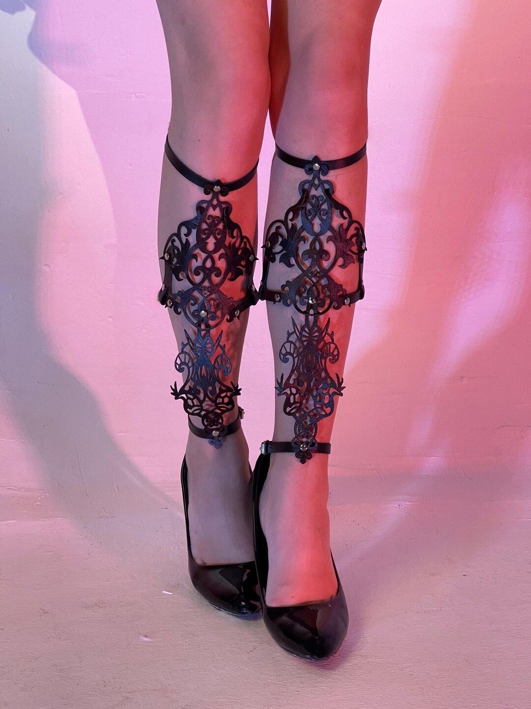 Genuine Leather Garters, Shin Garters, Leg Jewelry, Calf Jewelry ...