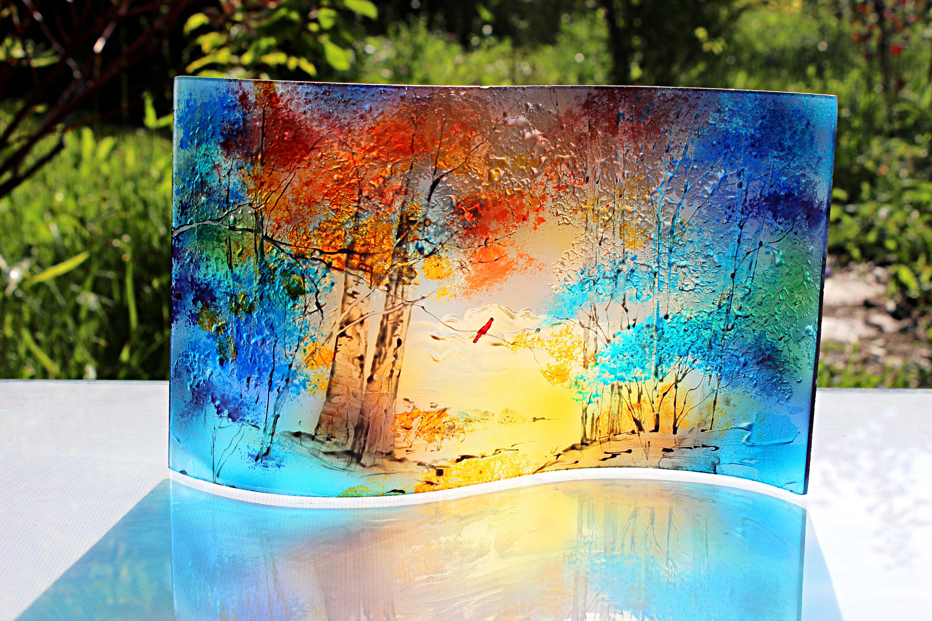 Glass Screen Glass Wave Nature Glass Painting Nature Glass - Etsy