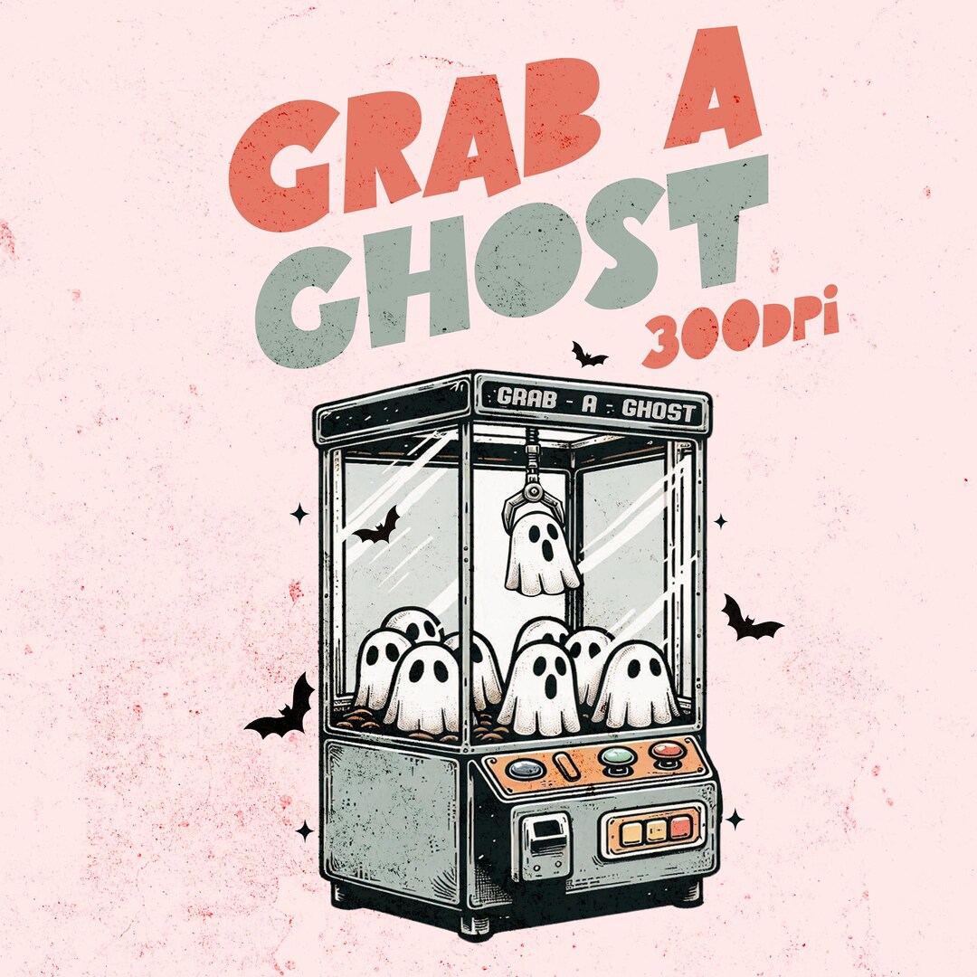 Retro Ghost Claw Game Digital Print, Vintage Halloween Art, Spooky ...