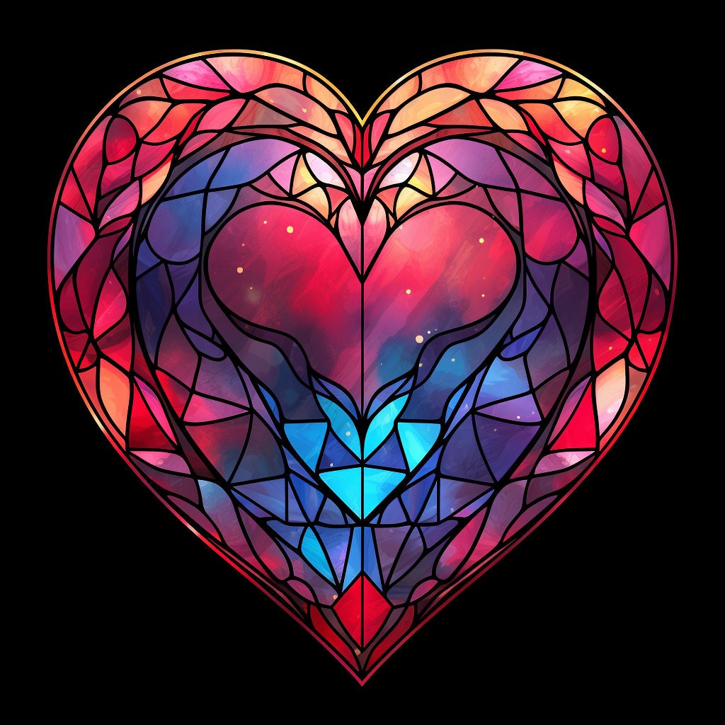 Valentine Stained Hearts PNG, Digital Paper, Sublimation, Png Valentine ...