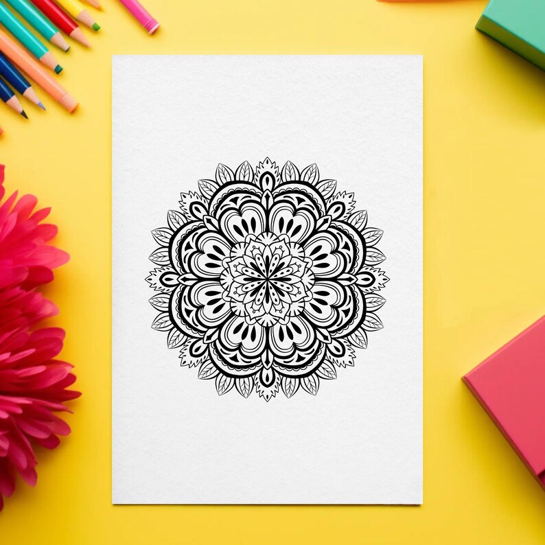 Simple Mandala Coloring Page. Printable Coloring Page. Relaxing Art for ...