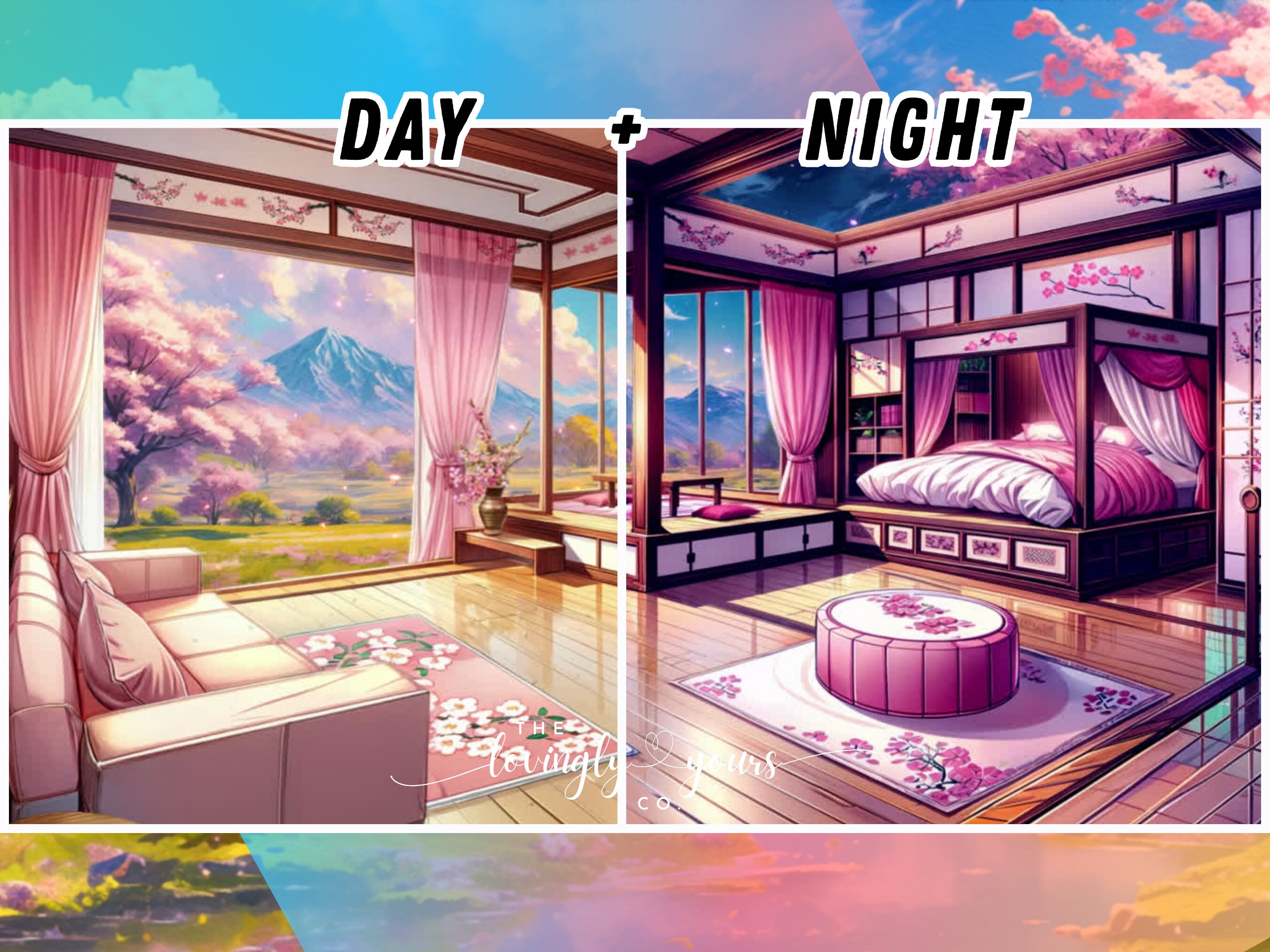 Sakura Bedroom Background Cozy Anime Style Room Vtuber Background ...