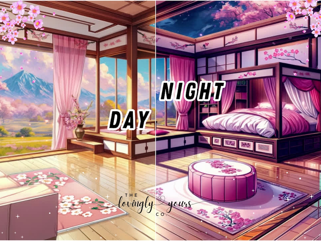 Sakura Bedroom Background Cozy Anime Style Room Vtuber Background ...