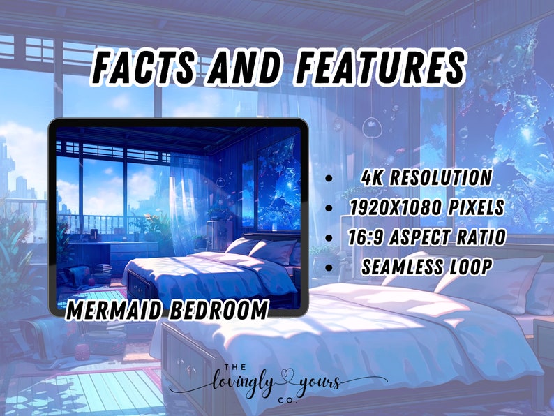 4k Animated Lofi Bedroom Background Cozy Anime Style Mermaid Room ...