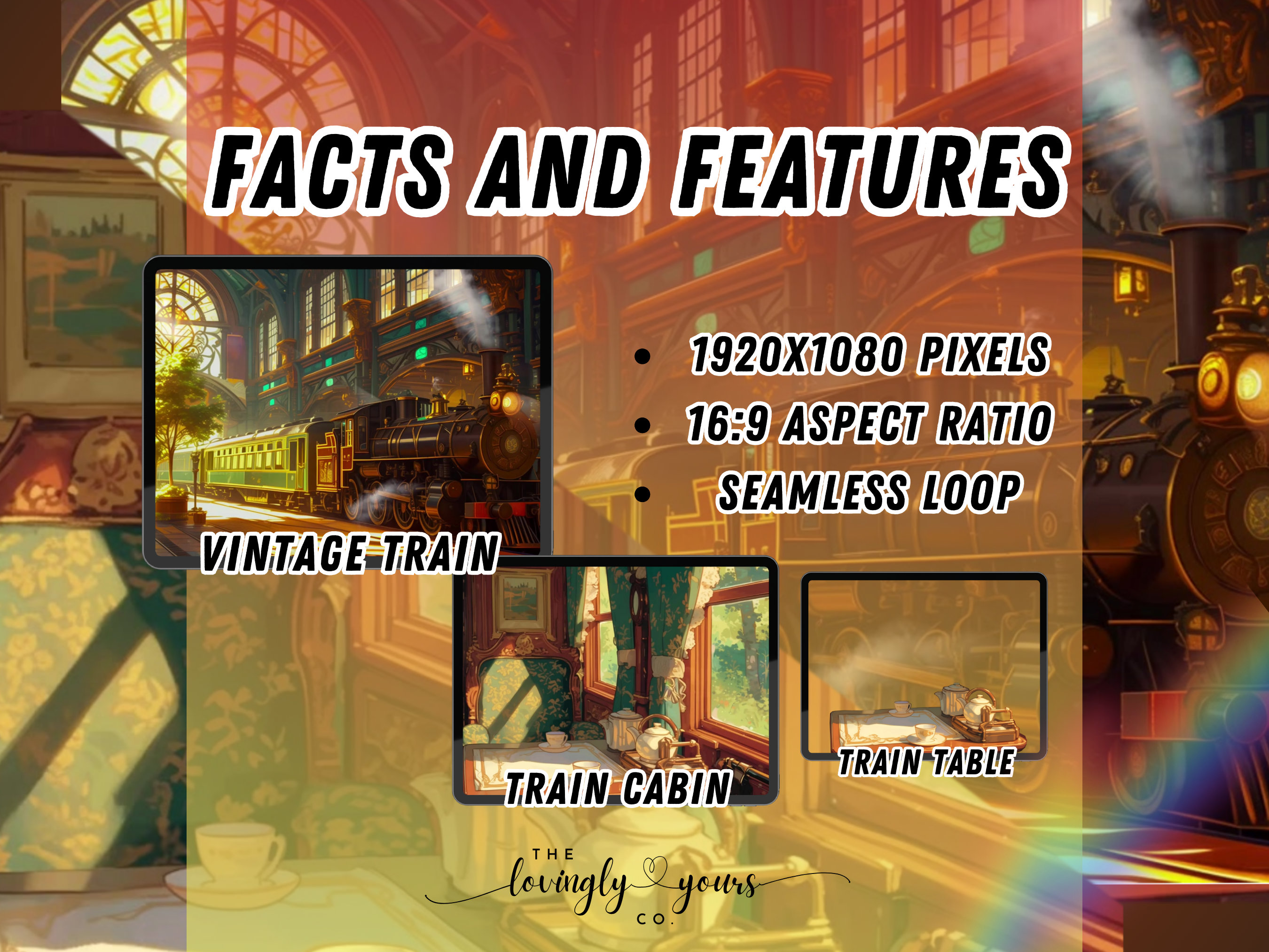 Vintage Train Animated Background Twitch Overlay Vtuber Animated ...