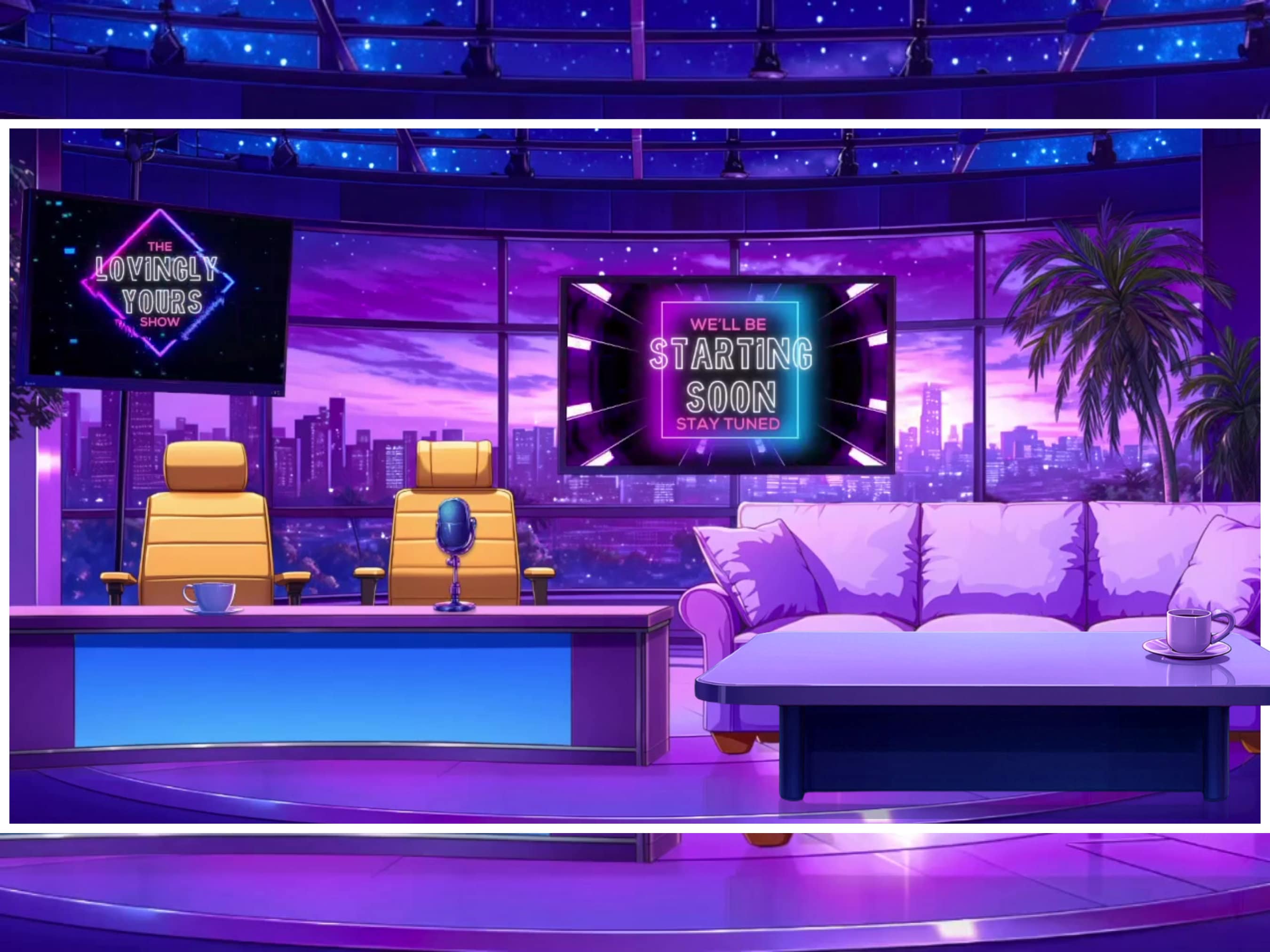 Sunset + Night Talk Show Background Overlay Customizable Animated ...