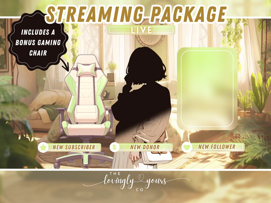 Green Boho Bedroom Animated Twitch Overlay Vtuber Background Twitch ...