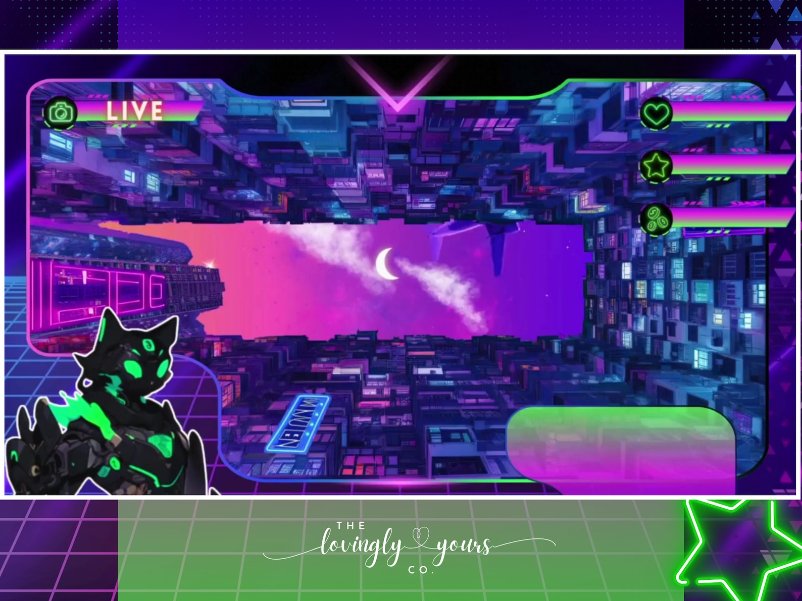 Cyberpunk Stream Overlay Twitch Stream Package Vtuber Twitch Stringer ...