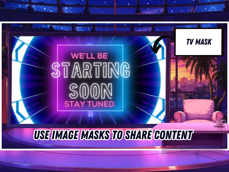 Sunset + Night Talk Show Background Overlay Customizable Animated ...