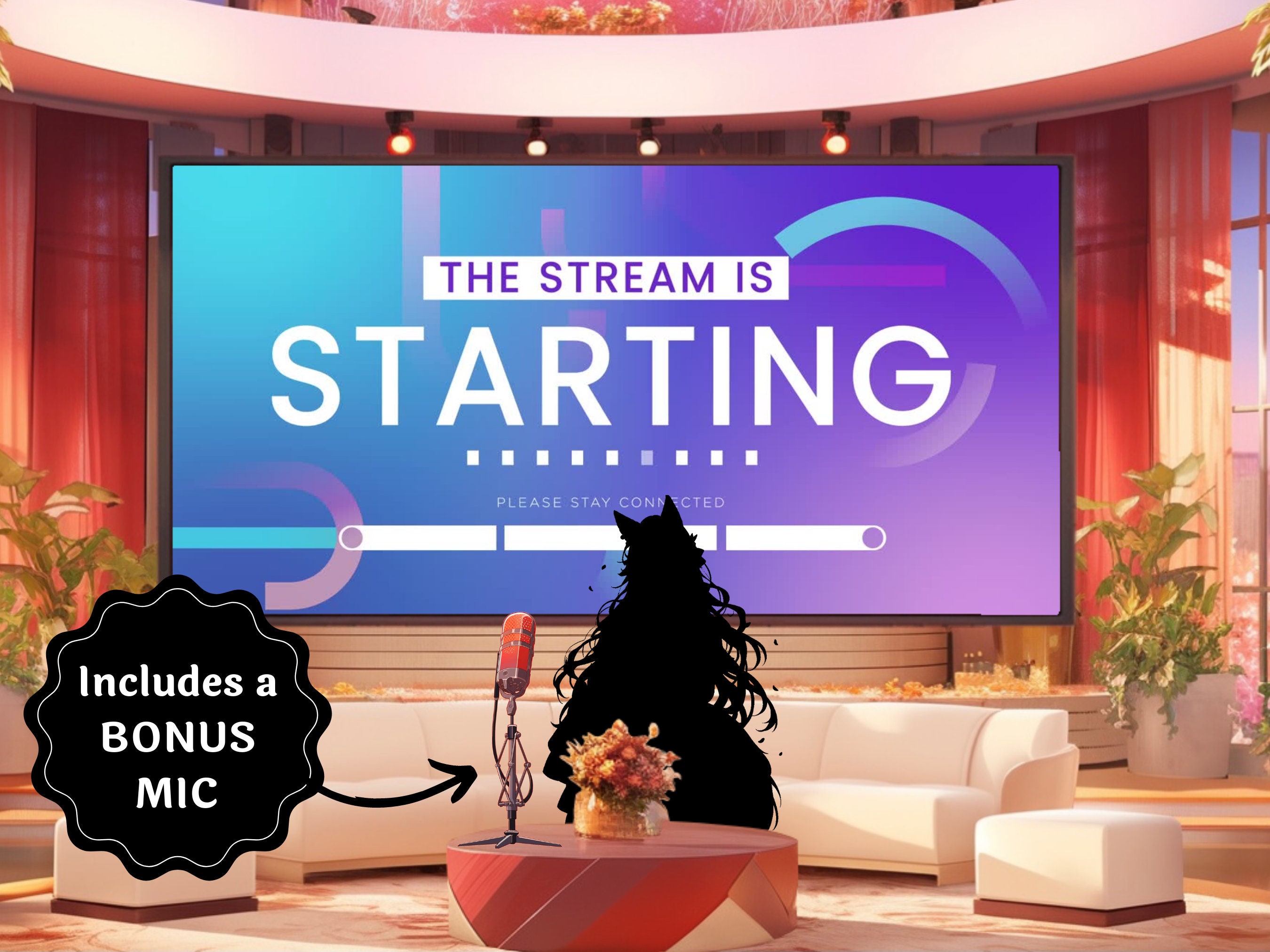 Talk Show Twitch Overlay PNG Digital Download Vtuber Background Twtich ...