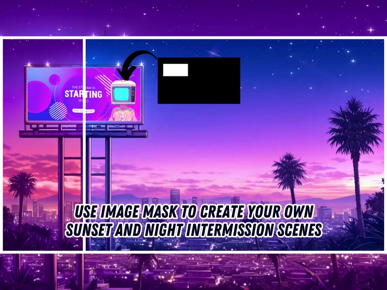 Sunset Night Talk Show Background Overlay Customizable Animated Vtuber ...