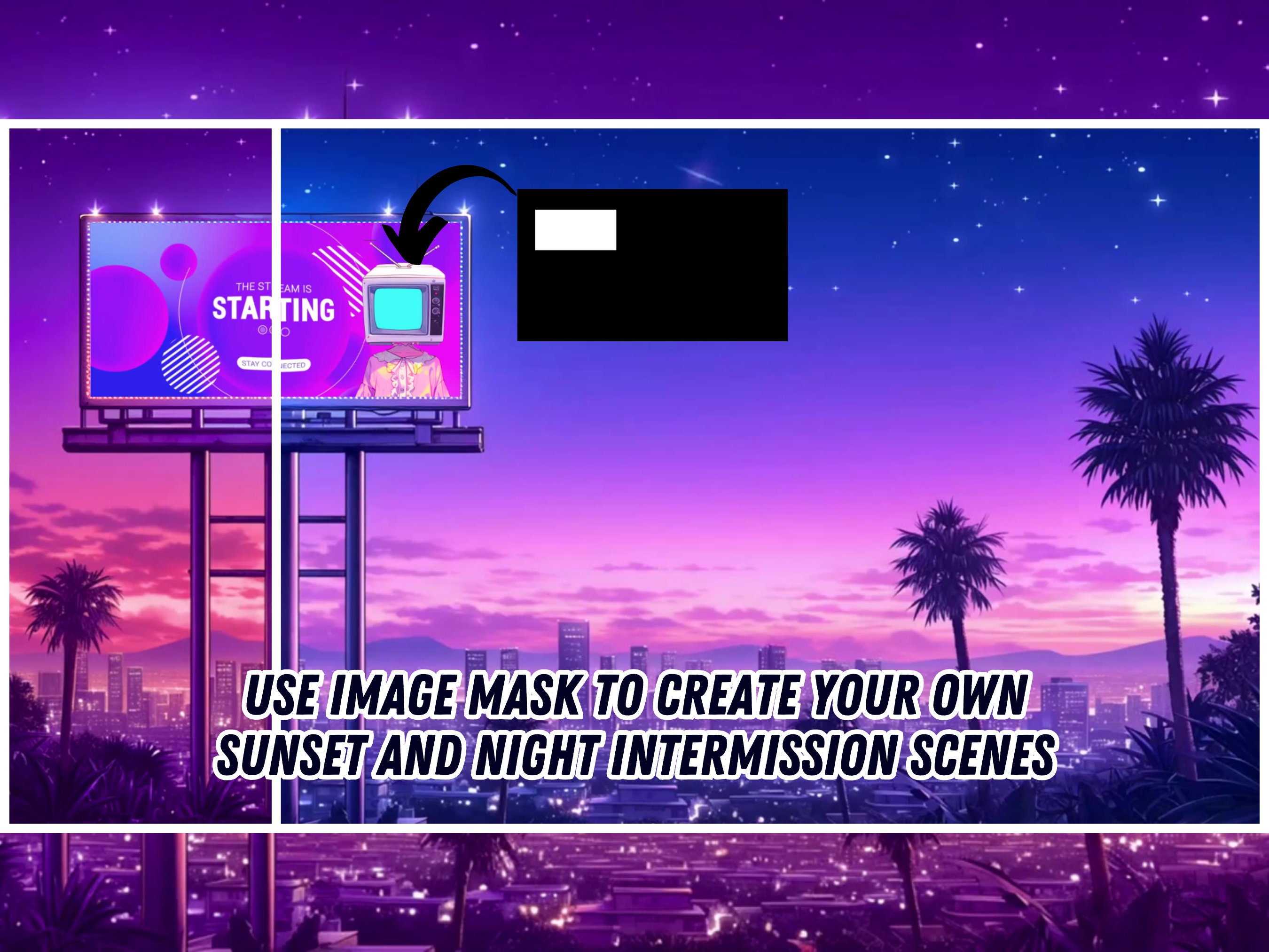 Sunset + Night Talk Show Background Overlay Customizable Animated ...