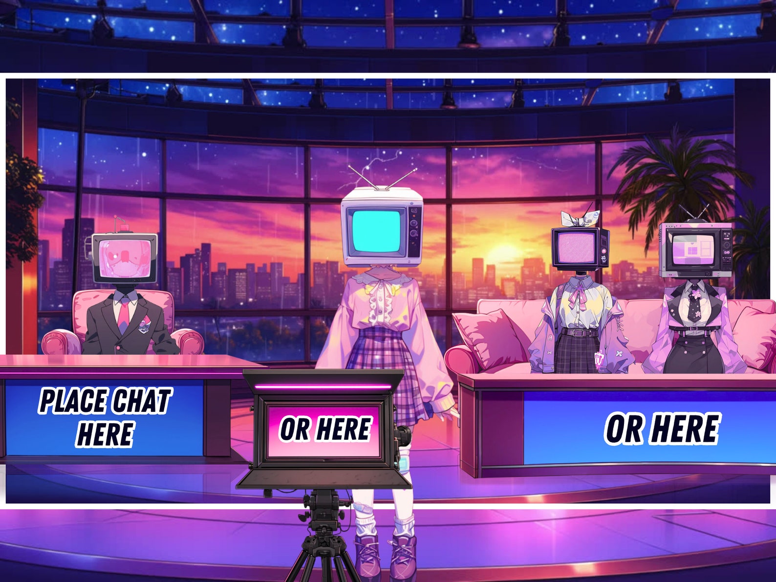Sunset + Night Talk Show Background Overlay Customizable Animated ...