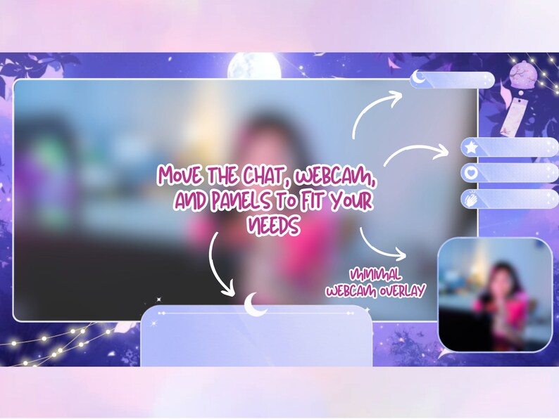 Starry Night Animated Twitch Overlay Vtuber Background Just Chatting Twitch Stream Overlay ...