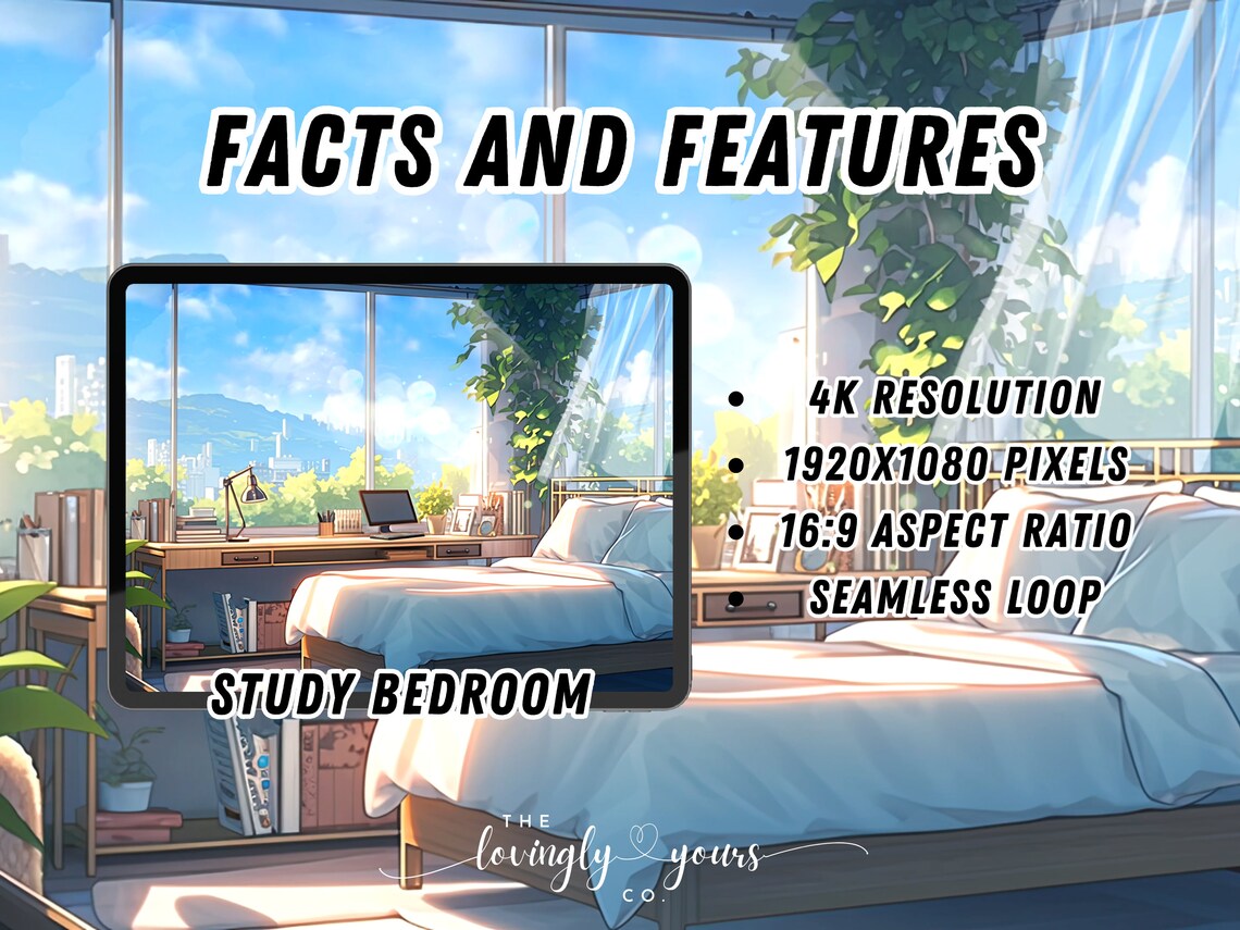 4k Animated Lofi Video Background Cozy Anime Style Study Room - Etsy