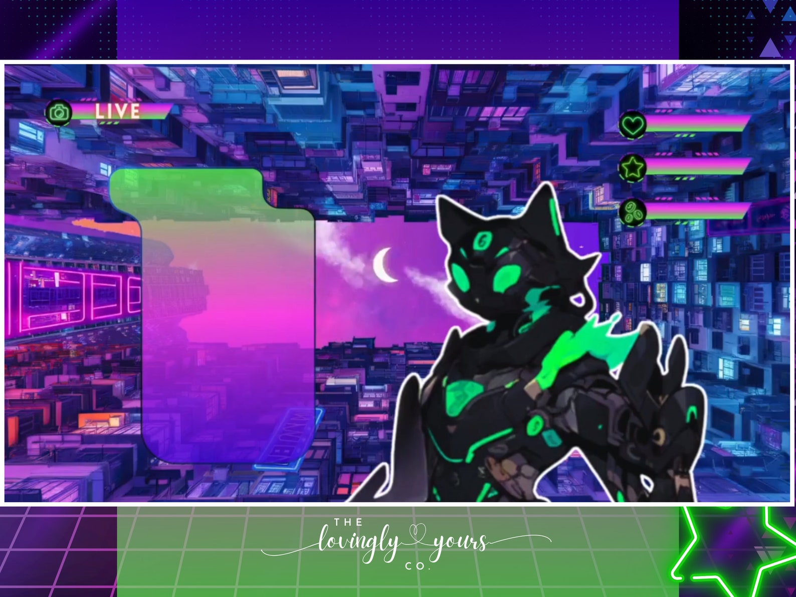Cyberpunk Stream Overlay Twitch Stream Package Vtuber Twitch Stringer ...