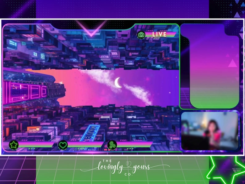 Cyberpunk Stream Overlay Twitch Stream Package Vtuber Twitch Stringer ...