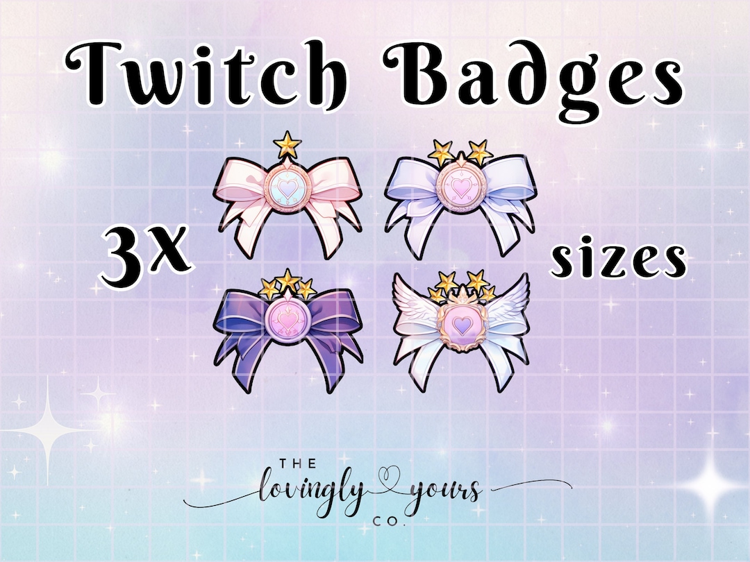 Cute Ribbon Twitch Badges PNG Digital Download Stream Sub Badges Bit ...