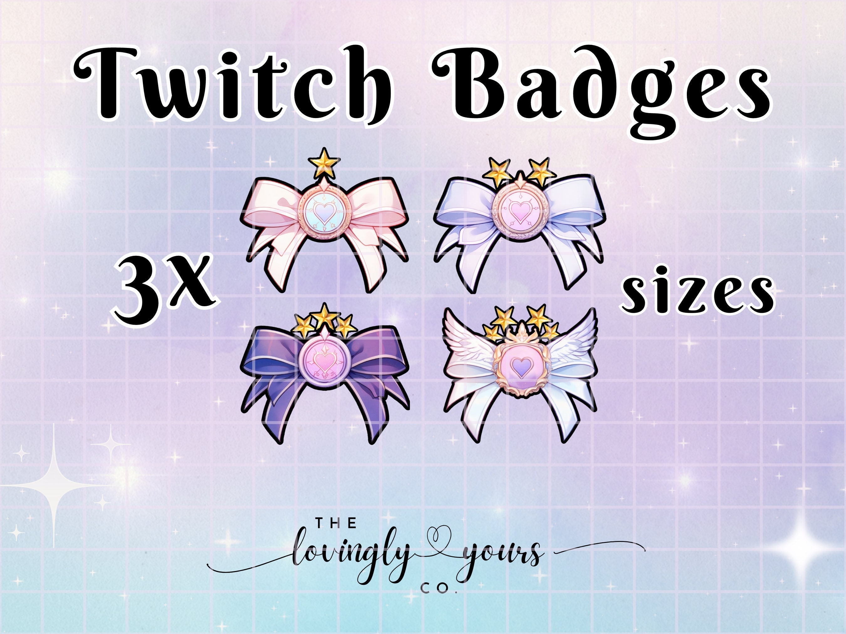 Cute Ribbon Twitch Badges PNG Digital Download Stream Sub Badges Bit ...